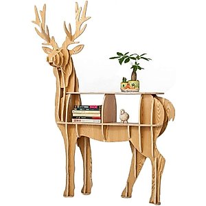 ROLTIN Storage Shelf DVD Bookcase Storage Rack Bookshelf Animal Shelf Male Deer Shape Flower Stand Model Room Coffee Table Clothing Store Landing Decoration (Size : 89 * 39 * 12