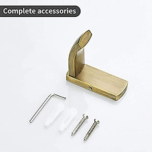 BigBig Home Brass Towel Hook, Gold Coat Hook Bathroom Robe Hooks Antique Clothes Hanger Wall Hook Kitchen Wall Mount 2 Pack
