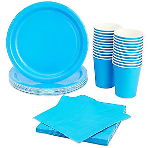 Juvale Serves 24 Blue Party Supplies, Disposable Paper Plates, Cups, Napkins for Birthday Party, Graduation, Gender Reveal, Baby Boy Shower, Picnic, Celebration (72 Pieces)
