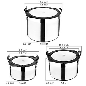 MasterPRO - Smart - Nesting Stainless Steel Collection - 3 Piece Stock Pot Set – 13.2 Quart, 7.3 Quart, 3.6 Quart - Safe for All Stove Types - Fast Heating - Tempered Glass Flat Lid
