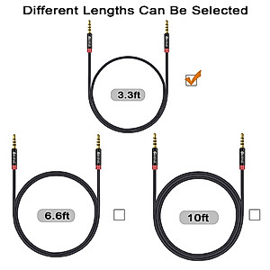 Devinal 3.5mm TRRS Cable, 1/8" inch 4 Pole Auxiliary Cord, Aux Mini-Jack Stereo Nylon Braided Male to Male Cable 3.3 FT/ 1M (2 Pack)