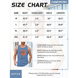 Damorong Mens Sleeveless Tank Tops Workout Gym Shirts Palm Tree Vintage Style T-Shirt Blue