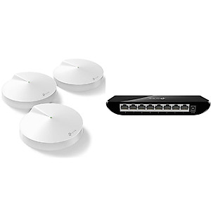TP-Link Deco Whole Home Mesh WiFi System (M5) & 8 Port Gigabit Ethernet Network Switch | Ethernet Splitter | Plug-and-Play | Traffic Optimization | Unmanaged (TL-SG1008D)