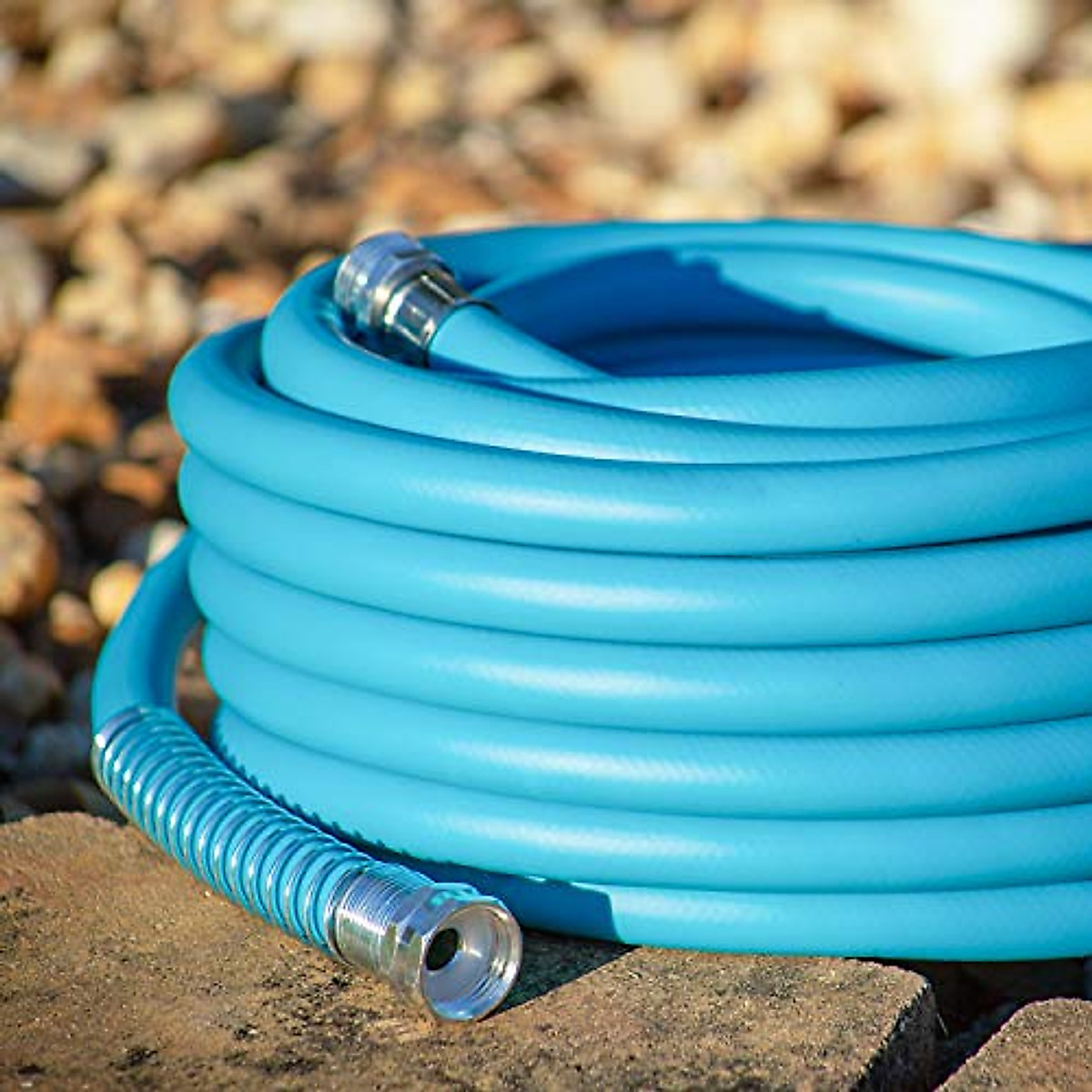Aqua Joe AJPGH50-DWS 5/8 in 50 Ft. Hybrid Polymer Flex Kink Free Hose, Blue