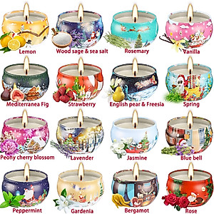 Christmas Candles Gift Set of 16, Bulk Home Scented Aromatherapy Candles with Fragrances, Gift Boxed for Present Candlelight Dinner Spa Bath