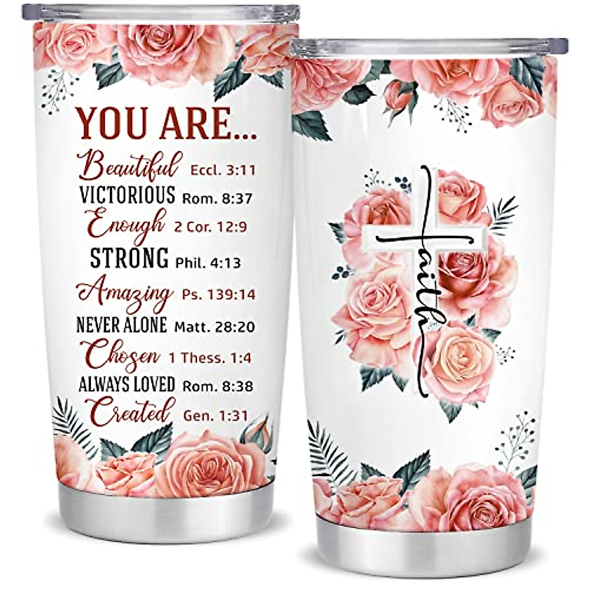 Christian Tumbler Gifts for Women, Religious Gifts, Inspirational Gifts with Bible Verse God - Mothers Day, Birthday Gifts for Her, Best Friend, Sister, Coworker, Mom - 20oz Faith God Tumbler