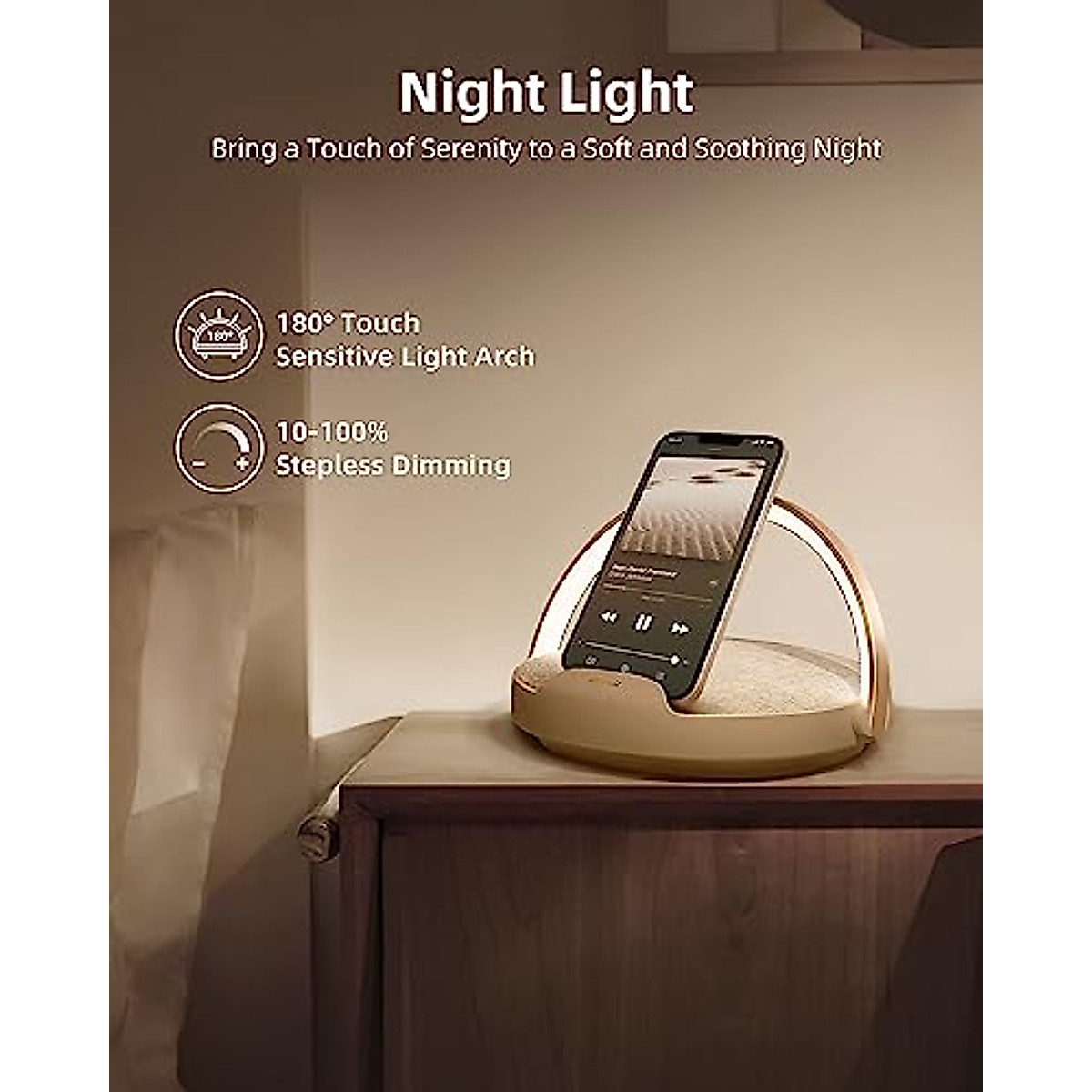 EZVALO Mothers Day Gifts for Her, Bedside Lamp with Wireless Charger, 4 in 1 Dimmable LED Night Light, Nightstand Touch Lamp, Portable Bluetooth Speaker, Birthday Gifts for Women, Men, Mom