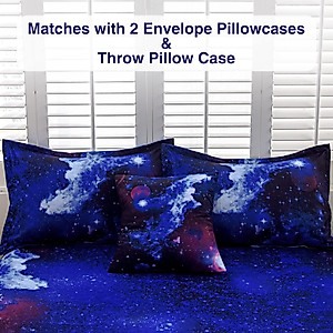 A Nice Night Galaxy 6Pcs Bedding Sets Outer Space Comforter Bed in a Bag 3D Printed Quilt,for Children Boy Girl Teen Kids,Twin 6Pcs