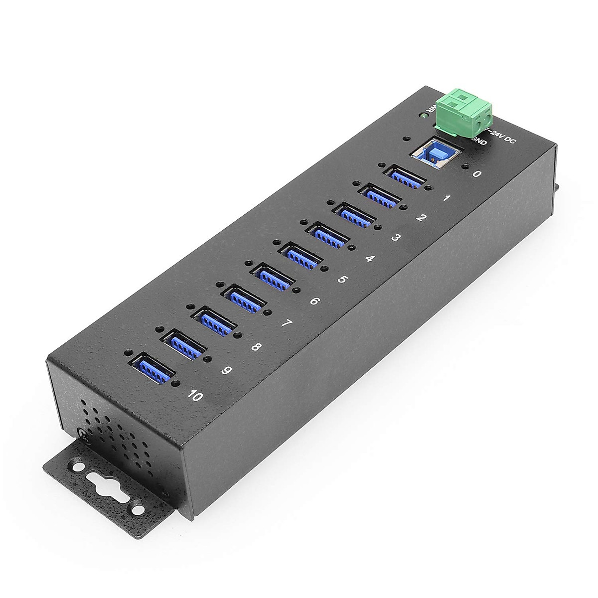 10 Port USB 3.2 Gen 1 Hub Surge Protection w/Din Rail Mounting