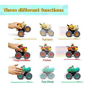 Bee Tree Monster Truck Toy Set 3 Designs Toy Cars, Friction Power Bull Cars, Pull Back Leopard Cars, Push and Go Crocodile Cars, Baby Toy Cars for 12 Month, 1-2-3 Year Old Boys, Girls, Toddlers Gifts