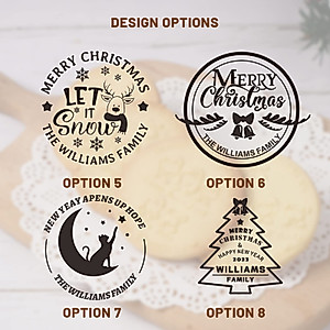 Personalized Merry Christmas Cookie Stamp With Your Family Name 3d Raised Design For Baking Cookie Stamps Suitable For Fondant, Frosting, Decorative Cakes/Sugar Paste/Cupcakes