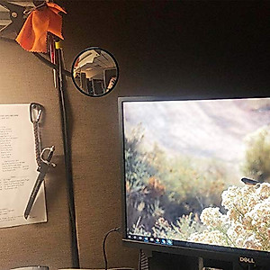 Ampper Glass Clip On Rear View Cubicle Mirror, Flexible Convex Security Mirror for Personal Safety Desk Rearview Monitors or Anywhere (3.75", Round)