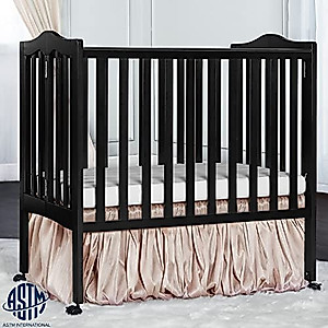Dream On Me 2-in-1 Lightweight Folding Portable Stationary Side Crib in Black, Greenguard Gold Certified 40x26x38 Inch (Pack of 1)