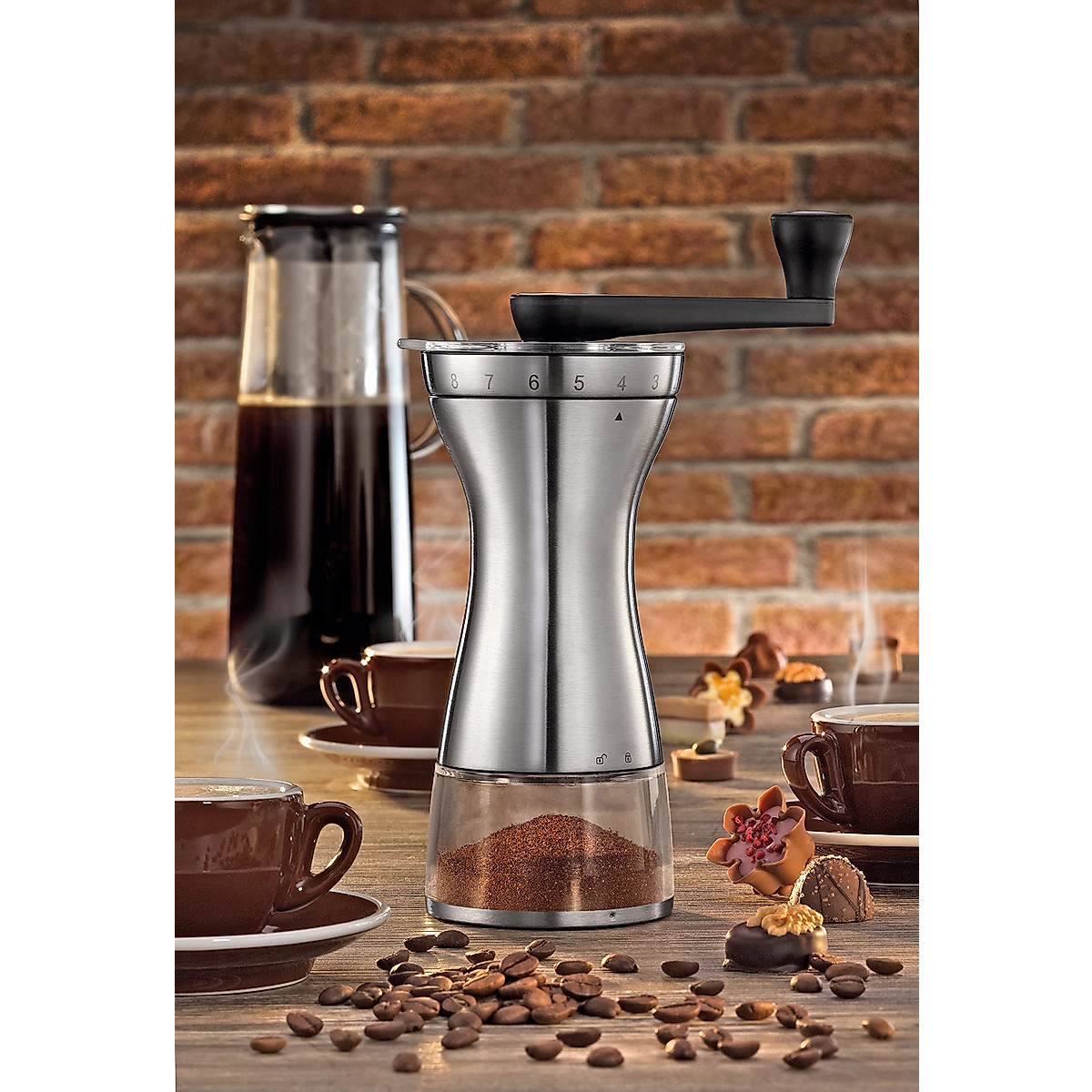 Zassenhaus Manaos Manual Coffee Grinder - Stainless Steel Mill - 2.5 Ounce, 9.5-Inch Hand Bean Grinder for Fresh Coffee