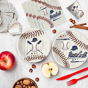 HIPVVILD Baseball Party Decorations Tableware - Baseball Birthday Baby Shower Party Supplies Include Plate, Cup, Napkin, Tablecloth, Cutlery, Straw, Baseball Theme Party Supplies Dinnerware | Serve 24
