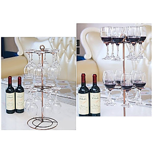 GeLive Flight Wine Server Stand Glasses Display Holder Tree Stemware Rack Hanger Organizer for Wine Tasting Party Bar Decoration Bronze
