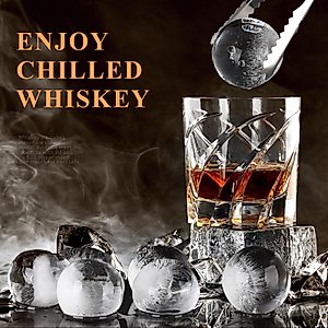 AIBIRUI Round Ice Cube Mold,2 x 8 PCS x 1.8'' Whiskey Ice Cubes,Circle Ice Cube Tray with Lid and Bin,Sphere Ice Ball Maker Mold,Large Ice Cube Molds for Cocktails,Coffee(Whiskey Ice Cubes Mold,Green)