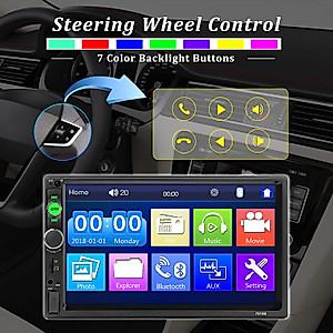 Car Stereo Double Din Bluetooth Car Radio 7 Inch MP5 Player HD Touch Screen FM Radio Audio Receiver AUX in USB TF Card Input UNITOPSCI Multimedia Player Mirror Link with Backup Camera