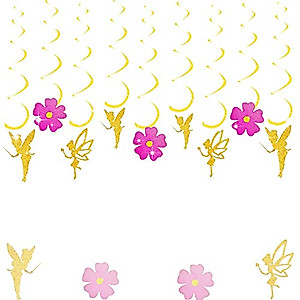 JeVenis 12 PCS Fairy Party Hanging Swirl Fairy Party Decoration Fairy Party Favors Fairy Garden Decoration