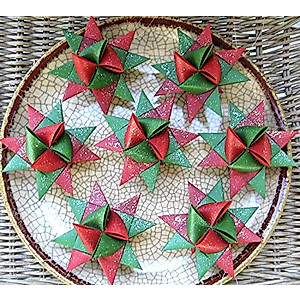 1" Red, Green, White Holiday~ Paper Strips for German, Froebel, Moravian Stars & Weaving