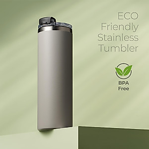 SIPX™ Triple-Insulated Tumblers - 18 Oz. Slim Modern Tumbler With Lid, insulated Cup Keeps Hot For 12 Hours, Stainless Steel Tumbler Made Of Sustainable Material, Coffee Travel Mug (Grey)