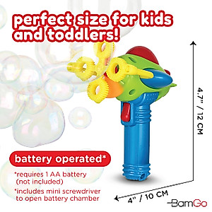 BAMGO Bubble Blaster for Kids (Boys, Girls) | Toy Bubble Gun| Non-Toxic and Leak Resistant| Outdoor Games | Bubble Machine | Bubbles for Kids and Toddlers | Easter Basket Stuffers