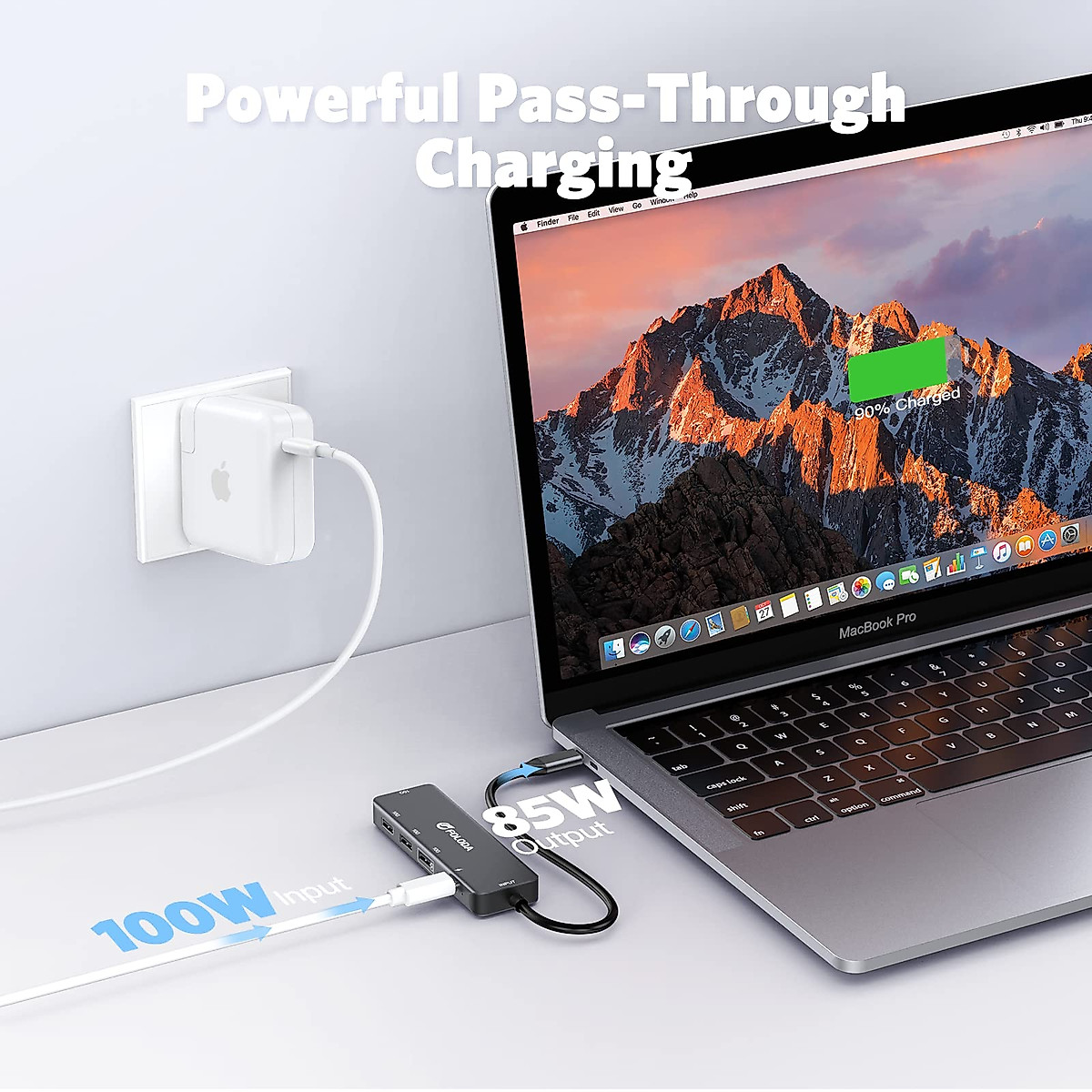 USB C Hub 3.1 Gen2 10Gbps Adapter, FOLODA 3.2 Gen2/USB 3.1 Gen2 USB C Hub with 3*Type-A, 1*Type C 10Gbps Ports (7.5W Charge) and 1*USB-C 100W Power Delivery, Super Speed Data Transfer Docking Station