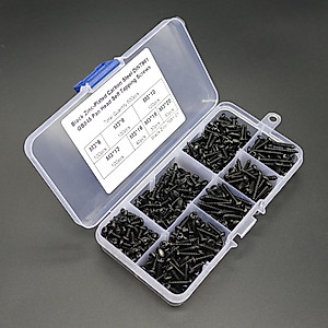 500pcs/Set M3 Black Zinc-Plated Carbon Steel Pan Head Self Tapping Screws, Assortment Drilling Screws with Storage Case, 6mm 8mm 10mm 12mm 16mm 18mm 20mm