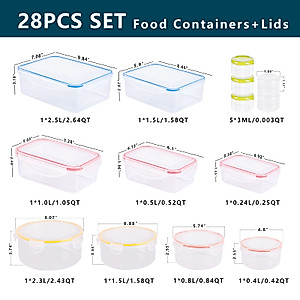 DIDO 28 PCS Food Storage Containers With Airtight Lids, Hinged BPA Free Kitchen Plastic Containers, Freezer & Microwave & Dishwasher Safe - Pantry & Kitchen Organization