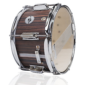 GRIFFIN Firecracker Snare Drum | Acoustic Popcorn 10" x 6" Poplar Mini Wood Shell & Black Hickory PVC | Concert Marching Percussion Musical Instrument with Deluxe Snare Throw Off, Drummers Key & Head