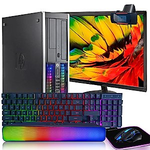 HP RGB Lights Gaming Desktop Combo I7 up to 3.8GHz,16G,128G SSD+3T,GeForce GT 730 2G GDDR5,New 24" 1080P LED,WiFi,BT 5.0,RGB BT SoundBar,RGB Keyboard&Mouse&Mouse Pad,Webcam,W10P64(Renewed)