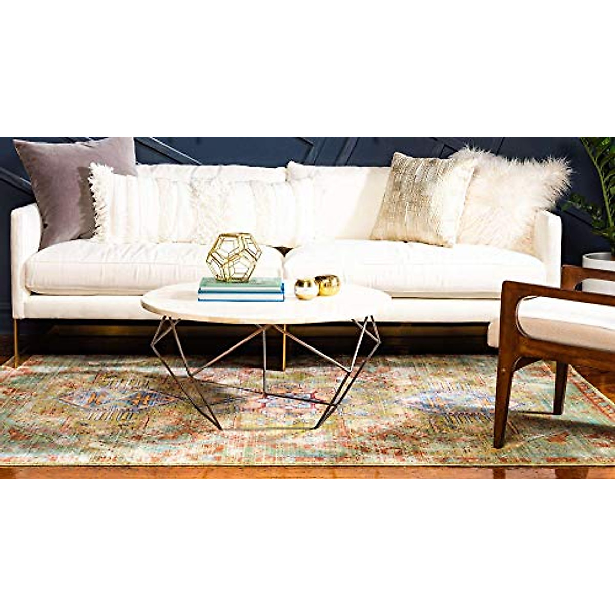 Unique Loom Austin Collection Vibrant Colors, Abstract, Traditional Area Rug, Rectangular 6' 0" x 9' 0", Light Green/Beige