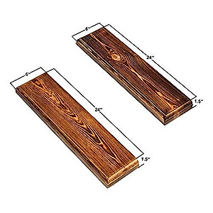 Mark One Home Goods Rustic Farmhouse 2 Tier Floating Shelf - Routed Edge (Burnt Walnut, 2 Tier - 24" Length, 6" Width)
