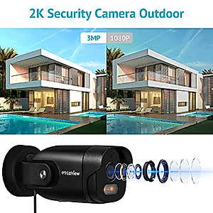 LaView 2K Security Camera Outdoor with Color Night Vision,3MP Wired Cameras for Home Security,IP65 Waterproof Camera, 24/7 Live Video,2 Way Audio,Cloud Storage/SD Slot,Compatible with Alexa