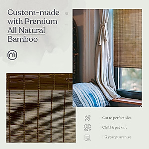 MOOD Custom Bamboo Shades | Modern | Cordless Bamboo Roman Shades for Windows and Doors (Natural Woven) | Modern Camel (Sheer) | Custom Size
