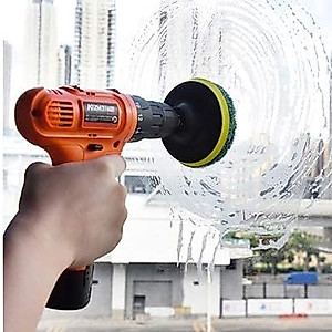 Hard Water Stain & Spot Remover -14 Piece Ultimate Value Pack Drill Brush Cleaning/Scouring Kit - Shower Doors. Glass, Porcelain, Stainless Steel, Chrome, Multi-Surface