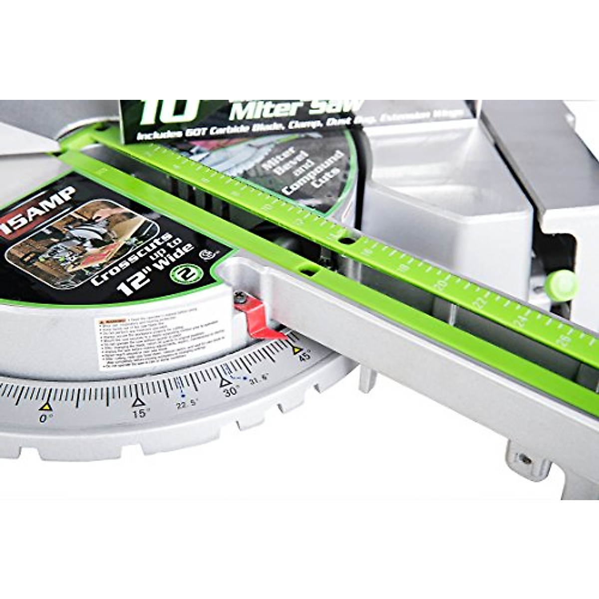 Genesis GMSDR1015LC 15 Amp 10" Sliding Compound Miter Saw with Laser Light, Electric Brake, Spindle Lock, Dust Bag, Extension Wings, and 60T Carbide-Tipped Blade