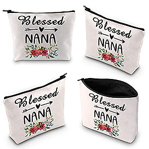 TOBGBE Nana Gift Blessed Grandma Makeup Zipper Pouch Bag Nana Birthday Gift Grandma Travel Case from Grandchildren Mother's Day Gift (Blessed nana)