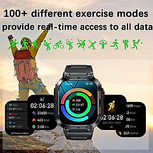 UDERIB Smart Watch - Military-Grade Waterproof and Sturdy with Bluetooth 5.0 Calling, 1.96-inch HD Display, 65-Day Battery Life, 100+ Sports Modes Fitness Tracker