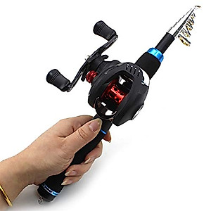 ZYHYD 1.65M Ultra Short 33CM Throwing Fishing Rod + 13BB Water Drop Wheel Set, Carbon Fiber Portable Telescopic Rod Fishing Wheel Combination ZYHYD (Color : Rod+Right Hand Reel)