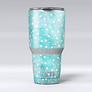 Design Skinz Light Blue and White Watercolor Polka Dots - Skin Decal Vinyl Wrap Kit Compatible with The Yeti Rambler Cooler Tumbler Cups