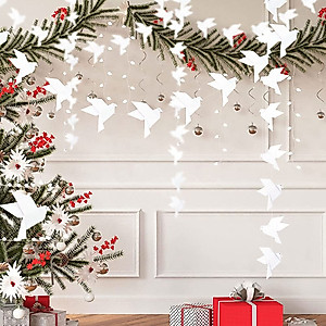 150PCS 10Strings White Origami Paper Doves Garlands for Wedding Party Decorations Bday Bridal Shower Origami Love Birds Banner for Engagement/Valentine's Day/Birthday Party Peace Dove Decor