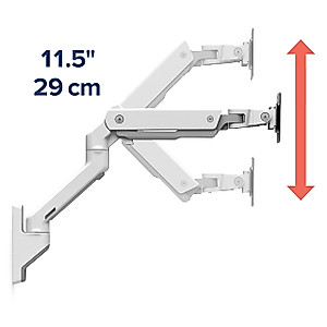 Ergotron – HX Single Ultrawide Monitor Arm, VESA Wall Mount – for Monitors Up to 49 Inches, 20 to 42 lbs, Less Than 8 Inch Display Depth – Standard Pivot, White