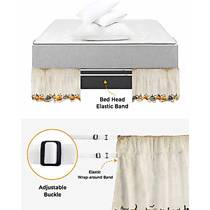 Halloween Bed Skirt Cal King Size 18 Inch Drop,Adjustable & Elastic Wrap Around Bed Skirts Pleated Luxury Ruffles for Twin Full Queen Cal King Bed,Pumpkins Skull-Boo Black Fall Bat Cat Crow SPI-der