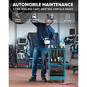 LDHTHOPI Tool Cart, 3 Tier Rolling Tool Cart with Drawers, 330 LBS Utility Tool Cart on Wheels for Mechanics, Commercial Tool Service Cart with Lock for Garage, Home, Hotel, Repair Shop, and Warehouse