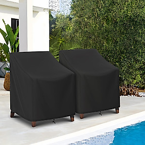 SunPatio Outdoor Chair Covers Waterproof, 2 Pack Patio Chair Covers with Windproof Straps, Outdoor Patio Furniture Covers All Weather Protection, 29" x 30" x 36", Black