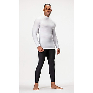 DEVOPS 3 Pack Men's Athletic Turtle Neck Long Sleeve Compression Shirts (Medium, White/White/White)