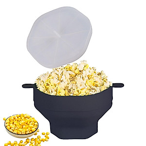 Popcorn Bowl, Large Microwave Popcorn Maker, Creative Microwave Heating Bowl, Collapsible Bowl, Silicone Seasoning Bowl, Popcorn Bowl Set for Kitchen, Family, Kids, Movie Night