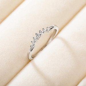 Mameloly Wedding Bands for Women Round Cut CZ Cubic Zirconia Curved Stackable Engagement Rings for Her Size 7