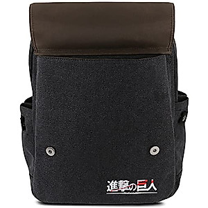 Roffatide Anime Attack on Titan Wings of Freedom Backpack for Men Printed Schoolbag Canvas Backpack Daypack with Headphone Hole Black